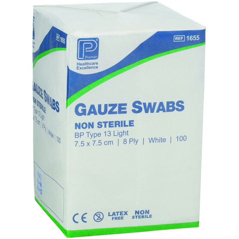 Absorbent Gauze Swab Non Sterile - 7.5cm x 7.5cm - 1 x 100